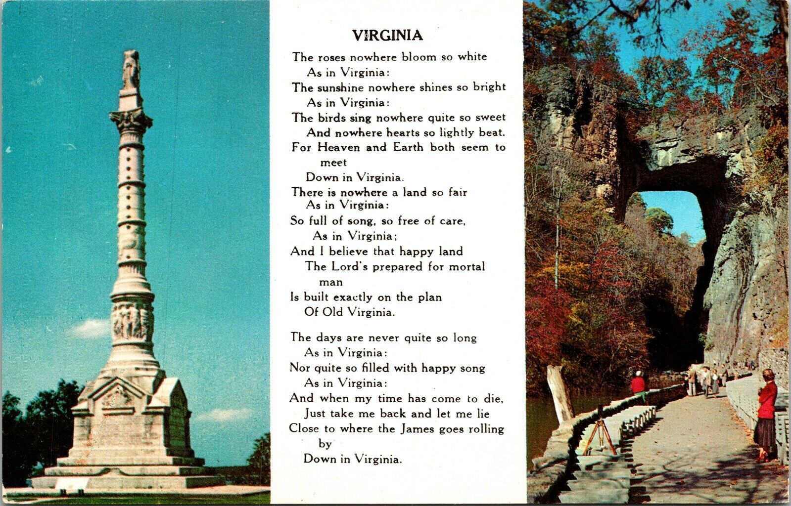 Virginia VA Multiview Poem Yorktown Monument Natural Bridge Postcard ...