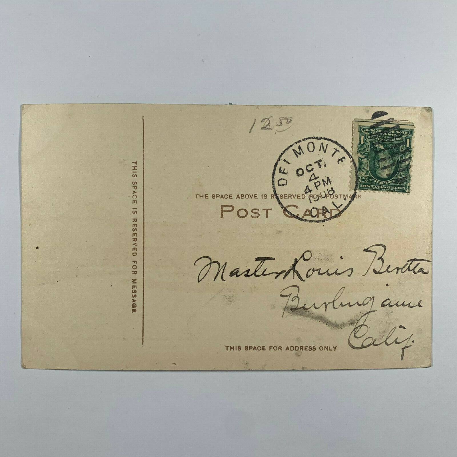 Postcard California Monterey CA Hotel Del Monte Herrmann Hall 1908 ...