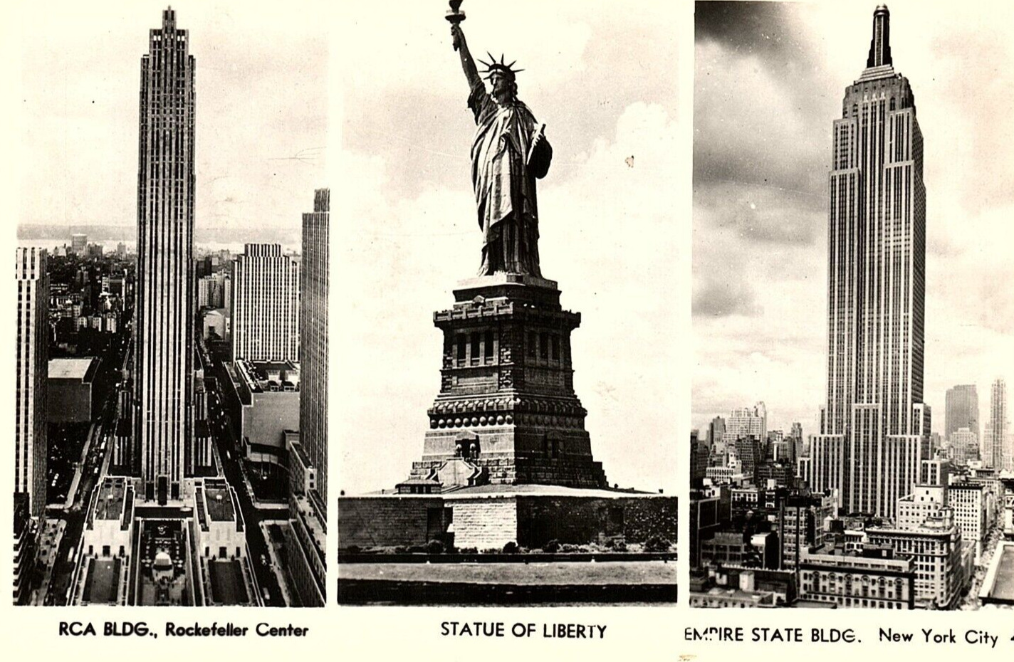 1930s RCA Building Statue of Liberty Empire State Bldg Rppc Postcard ...