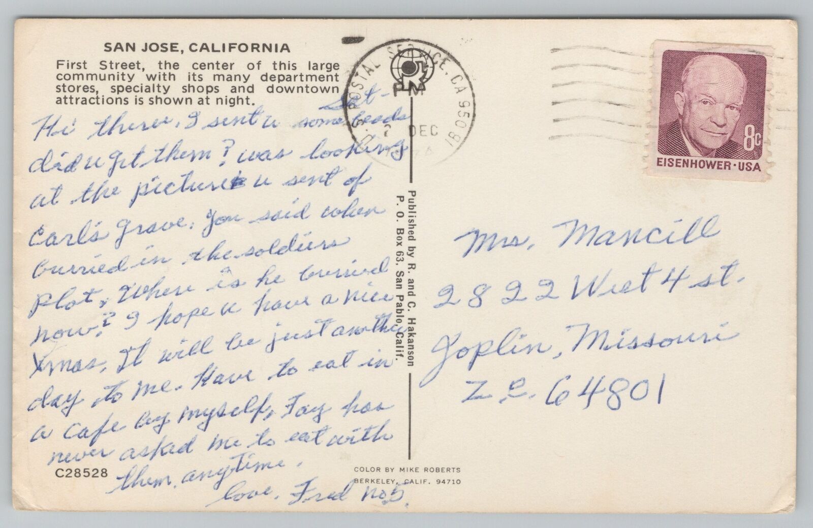 San Jose California~First Street Neon Night Lights~Woolworth~Bulova ...