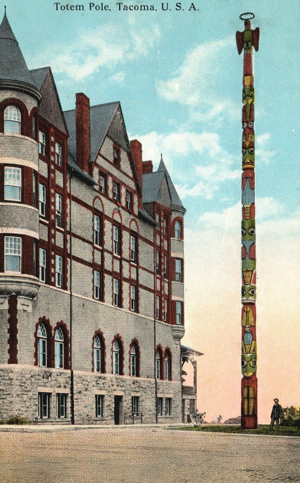 Vintage Postcard Totem Pole Landmark Tacoma Washington Lowman & Hanford ...