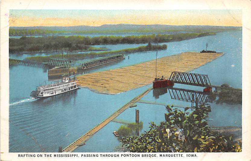 Rafting on the Mississippi Pontoon Bridge Marquette, Iowa | United ...