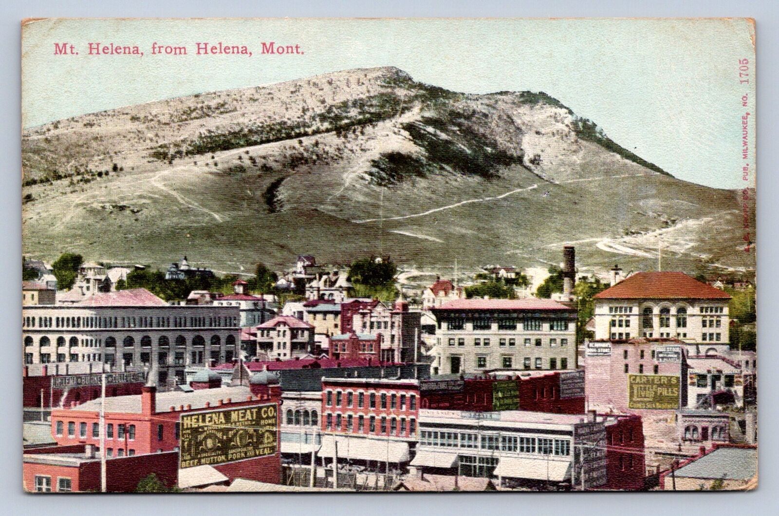 J97/ Helena Montana Postcard c1910 Mt Helena School Stores Buildings ...