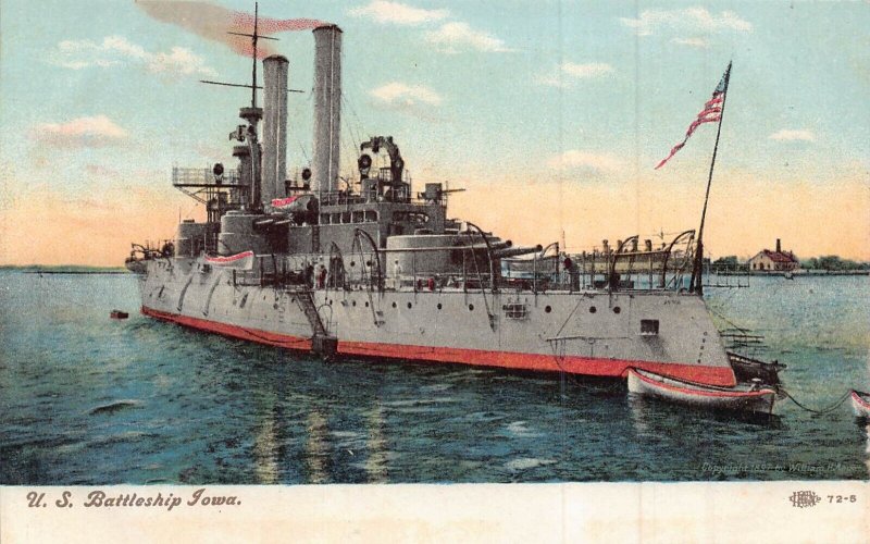 U S WW1 PRE Dreadnought Battleship Iowa (Bb-4)~ 1910s Postcard | United ...