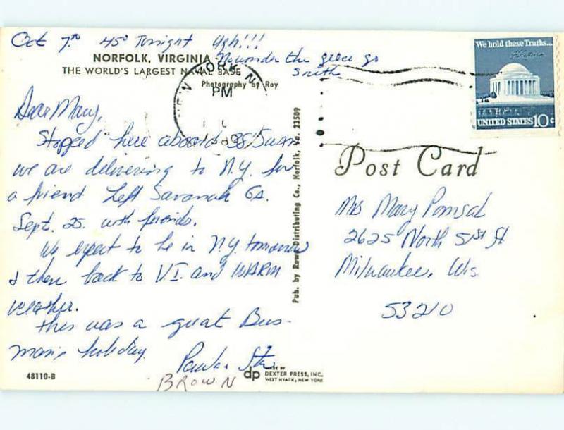 Norfolk Naval Base Ships Military Aircraft Carriers Navy Postcard ...
