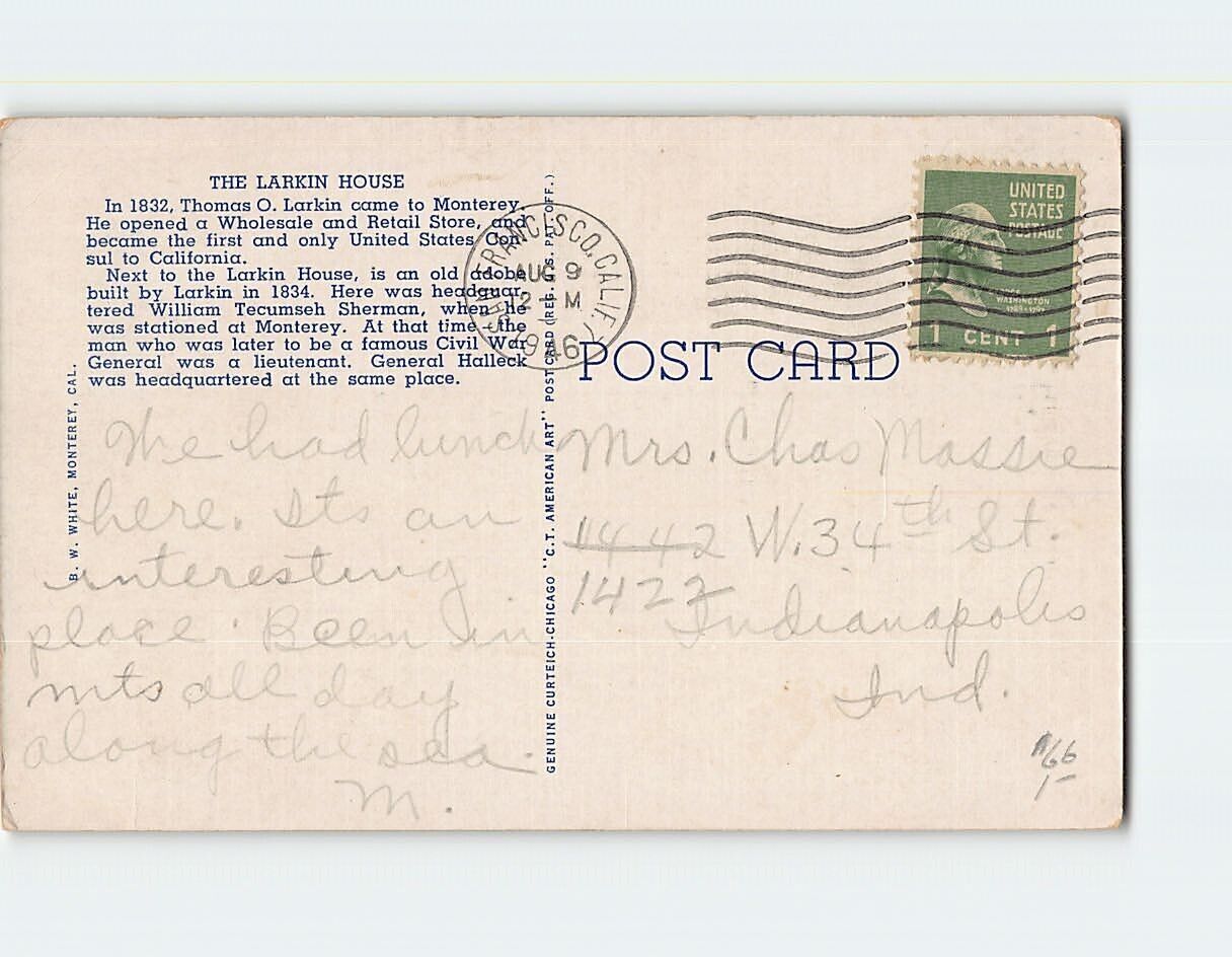 Postcard Sherman and Halleck Headquarters and the Thomas O. Larkin ...