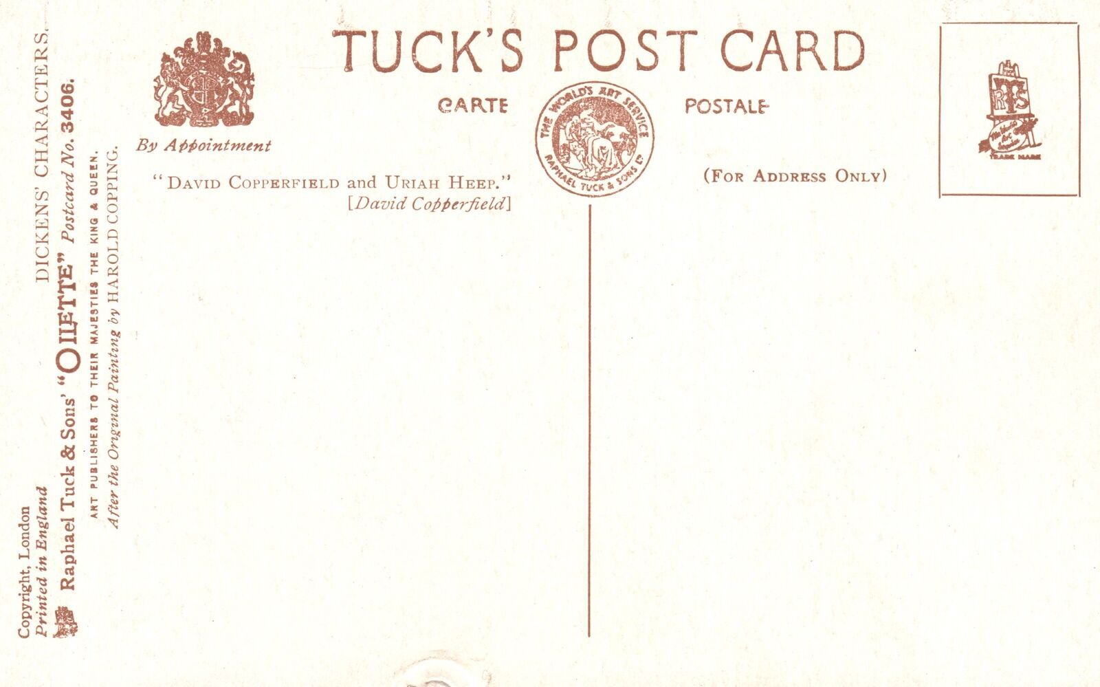 Vintage Postcard Dickens Character Father & Son Oilette Art Series ...