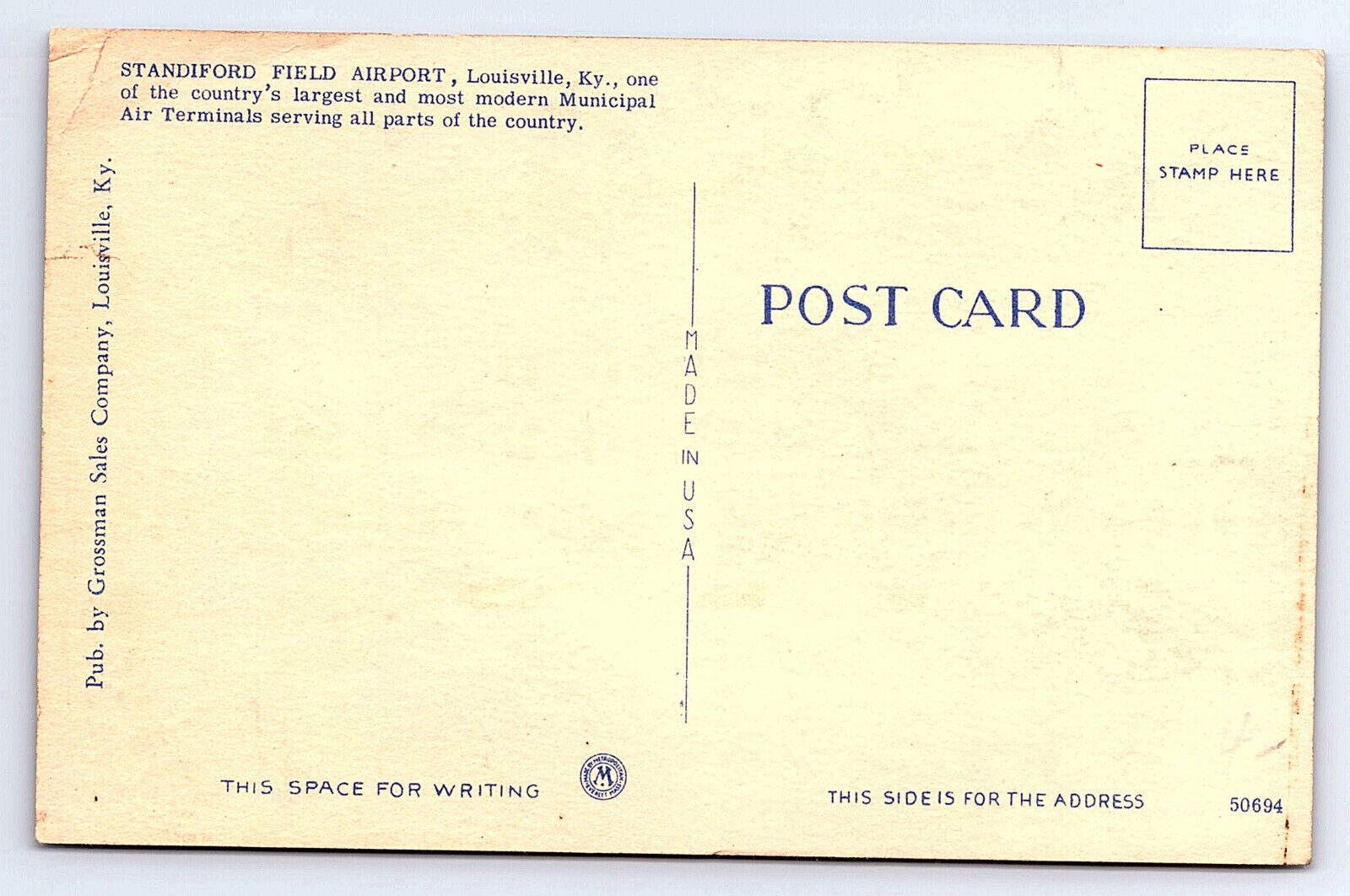 Louisville Kentucky Standiford Airport Field Terminal Building Postcard ...