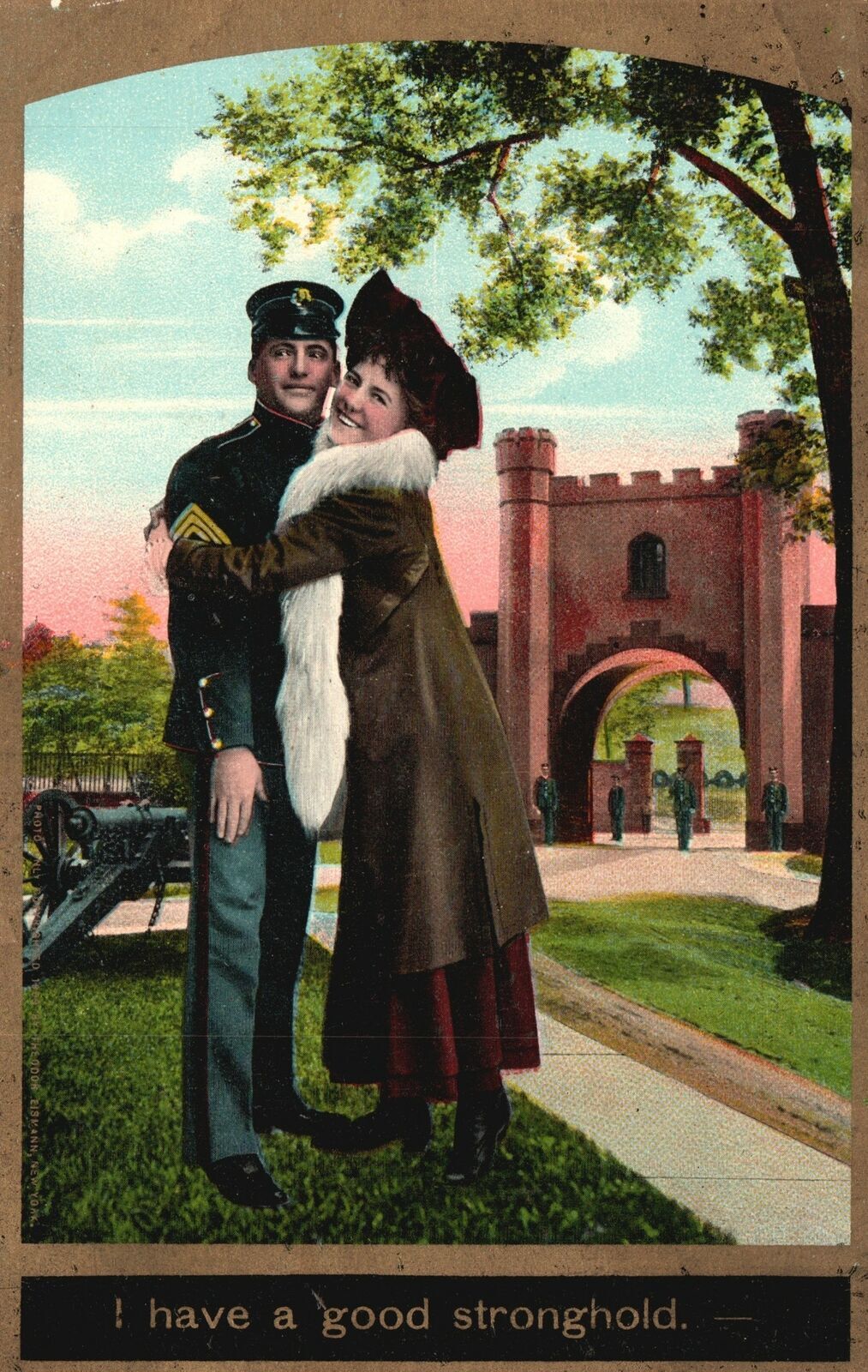 Vintage Postcard Lovers Couple Hugging Missing Him Having A Stronghold ...