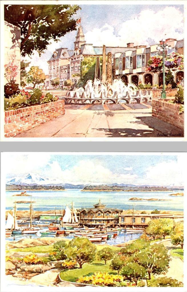 2~4X6 Postcards Victoria, BC Canada City Hall & OAK BAY Marina by ...