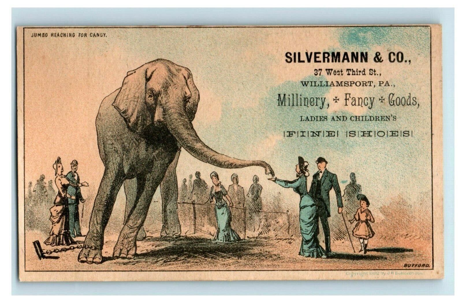 1882 Silvermann & Co. Jumbo The Elephant Reaching For Candy P230 ...