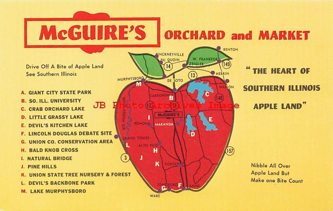 IL, Makanda, Illinois, McGuire's Orchard & Market, Map, Dexter Press No ...