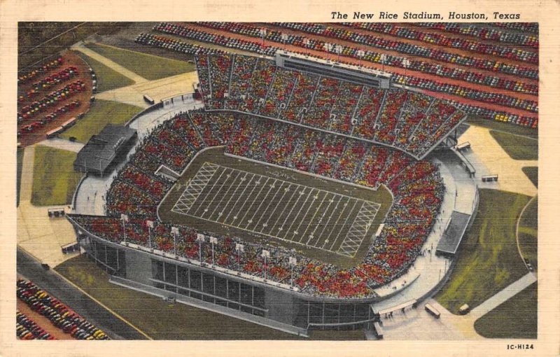 Houston Texas The New Rice Stadium Color Linen Card Vintage Postcard ...