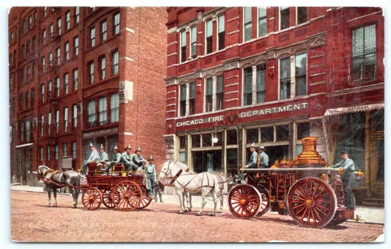 1911 Chicago Fire Department House Franklin ST Horse Drawn Engine ...