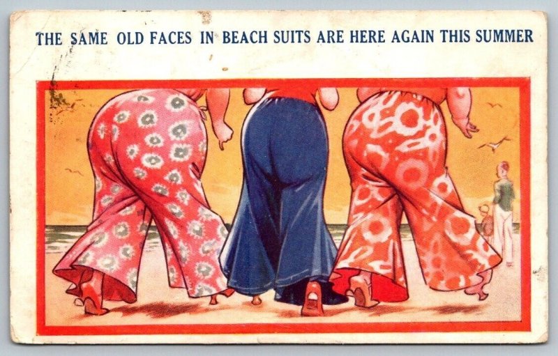 Vintage Saucy Humor Card Beach Suits Postcard 1932 | Other / Unsorted ...
