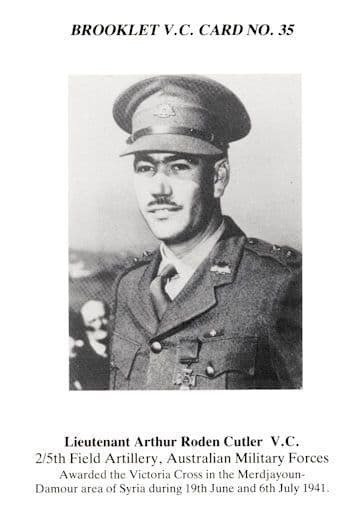 Lieutenant Arthur Cutler Australian Military Victoria Cross WW2 Syria ...