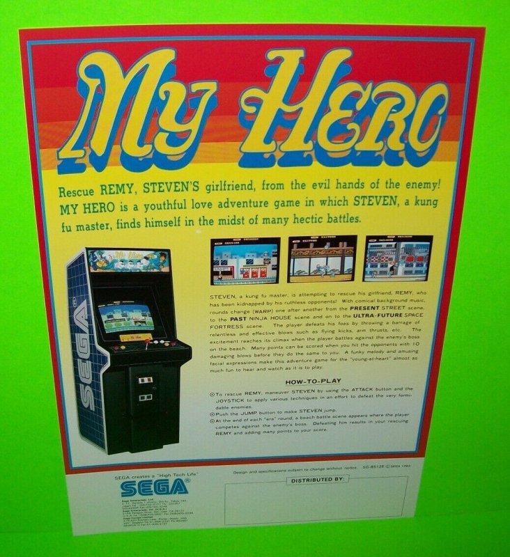 My Hero Arcade Flyer Original Vintage Video Game Artwork Sheet Sega ...