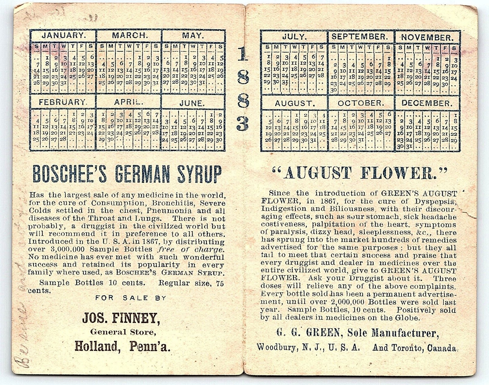 1883 August Flower for Dyspepsia Boschee's German Syrup Victorian ...