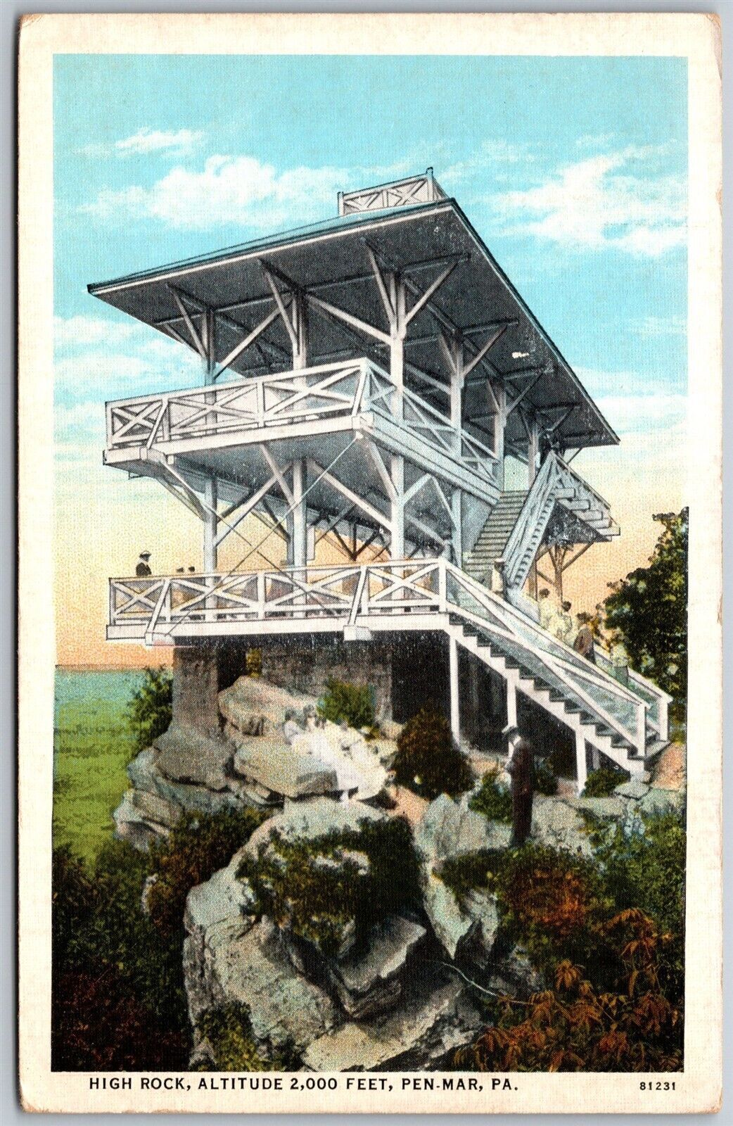 Vtg Pen-Mar Pennsylvania PA High Rock Overlook 1920s View Old Postcard ...