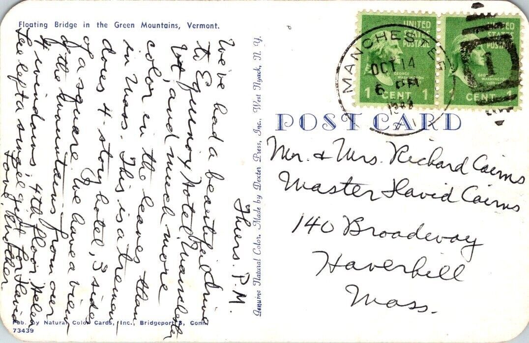 Vintage Vermont Postcard - Floating Bridge - Green Mountain State ...