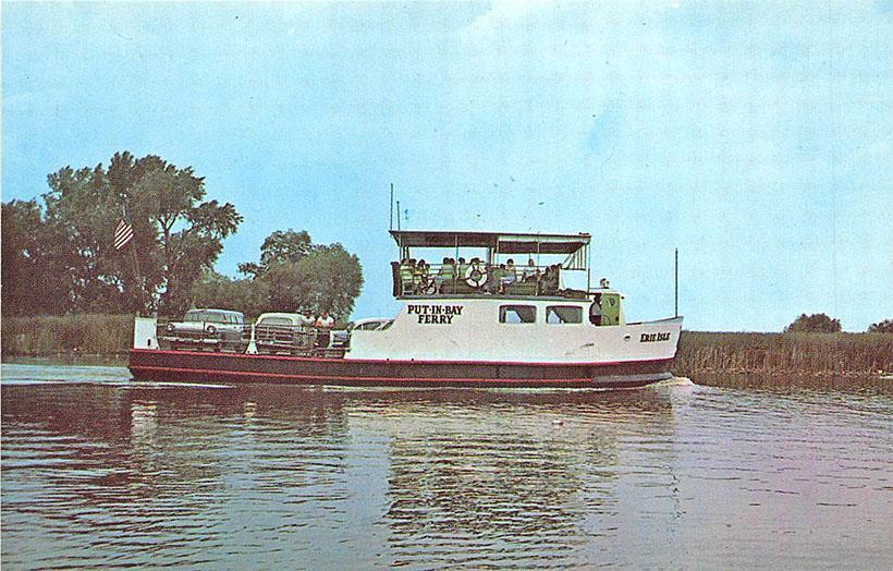 Port Clinton to Put-in-Bay OH Ferry Boat "Erie Isle" Old Cars Postcard ...