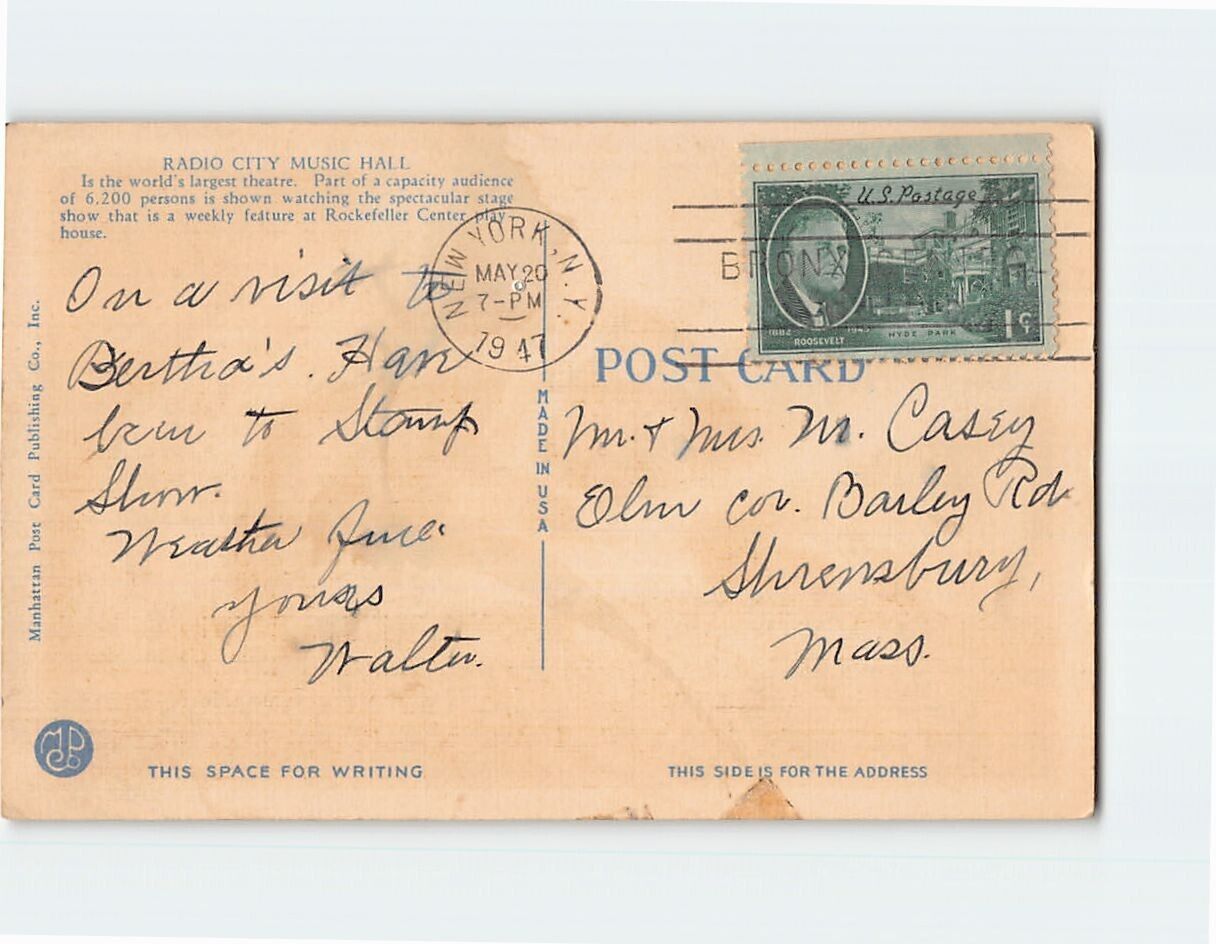 Postcard Radio City Music Hall Worlds Largest Theatre New York City New ...