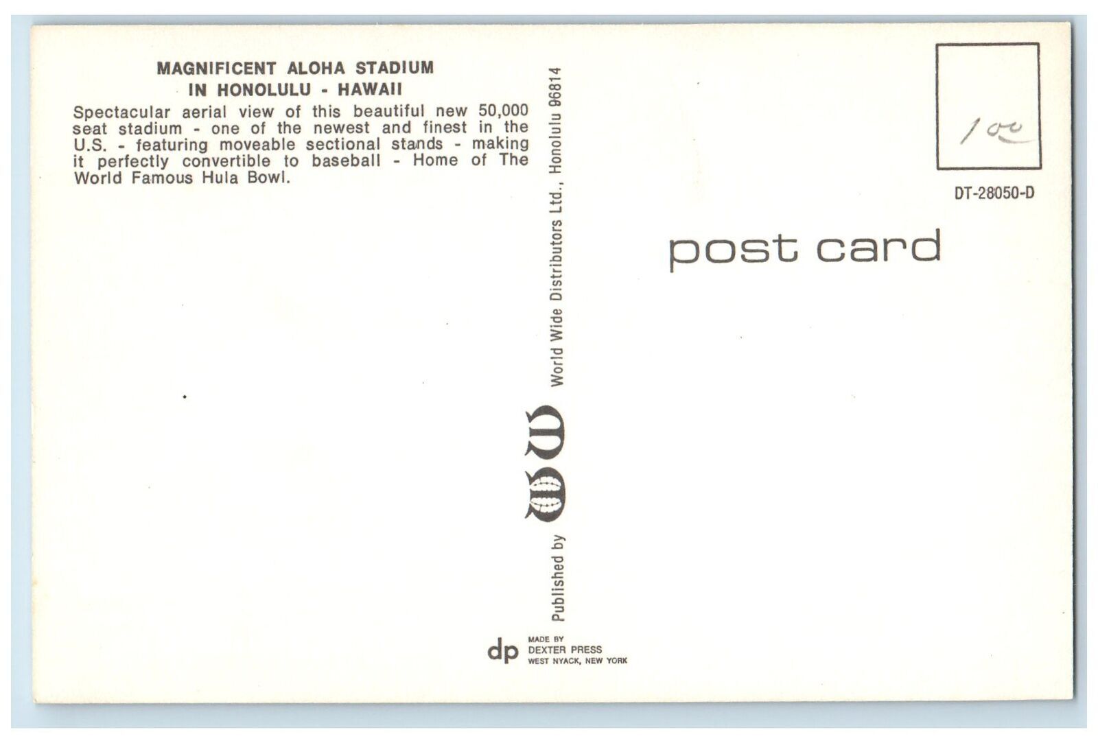 c1960's Magnificent Aloha Stadium Aerial View Honolulu Hawaii Unposted ...