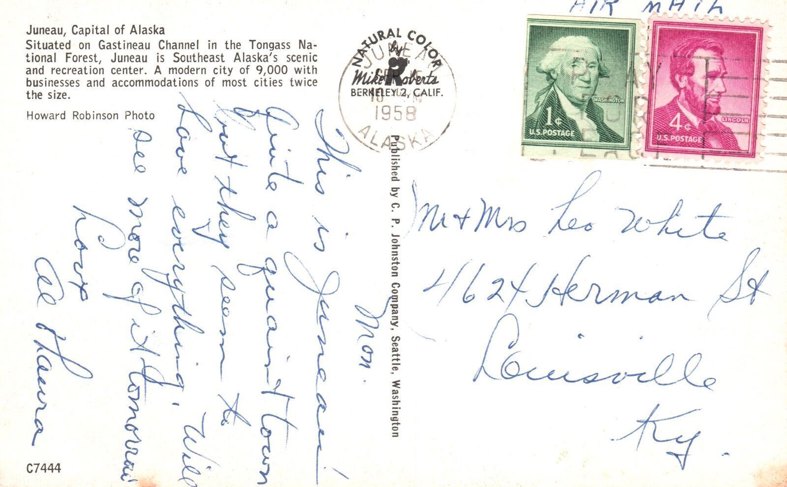 Vintage Postcard 1958 Gastineau Channel Tonggas National Forest Juneau ...