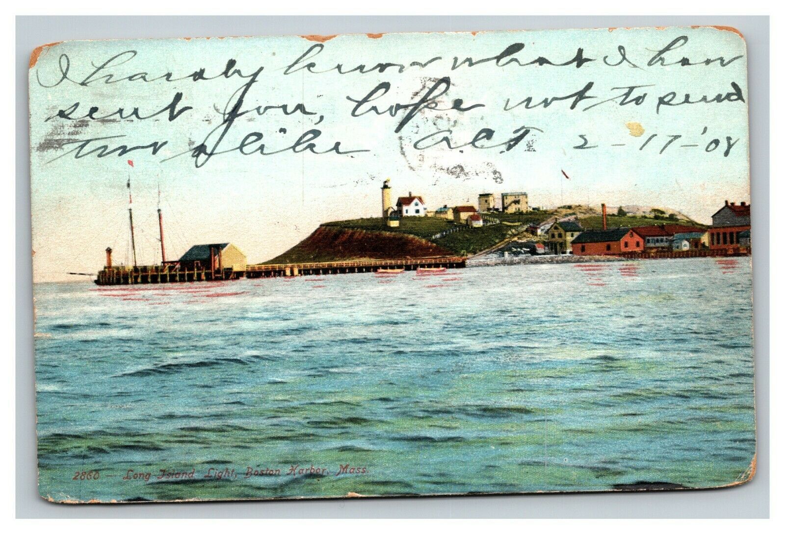 Vintage 1908 Postcard Long Island Lighthouse Boston Harbor Boston ...