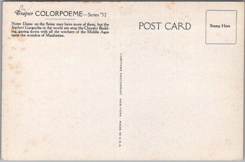 Vintage New York City Postcard "Dragon of Manhattan" Artist TRAPIER ...