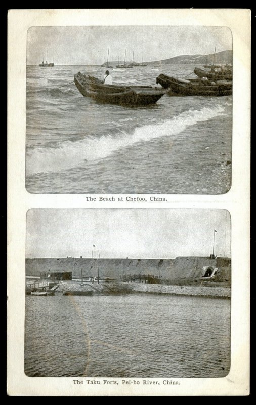 dc1882 - CHINA Chefoo Postcard 1910s Pei-ho River Taku Forts | Asia ...