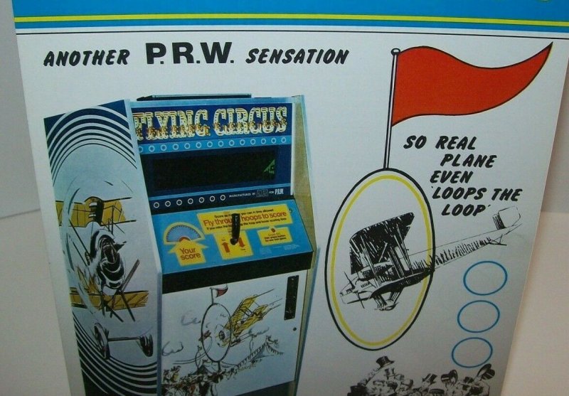 Flying Circus Arcade FLYER Original 1969 NOS Flight Airplane Game Art ...