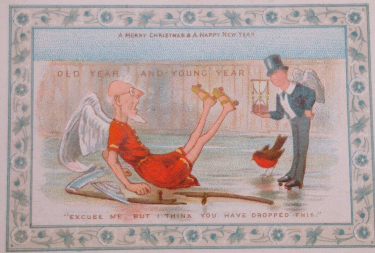1880s Robin Bird Father Time Ice Skating Angel Goodall Victorian ...