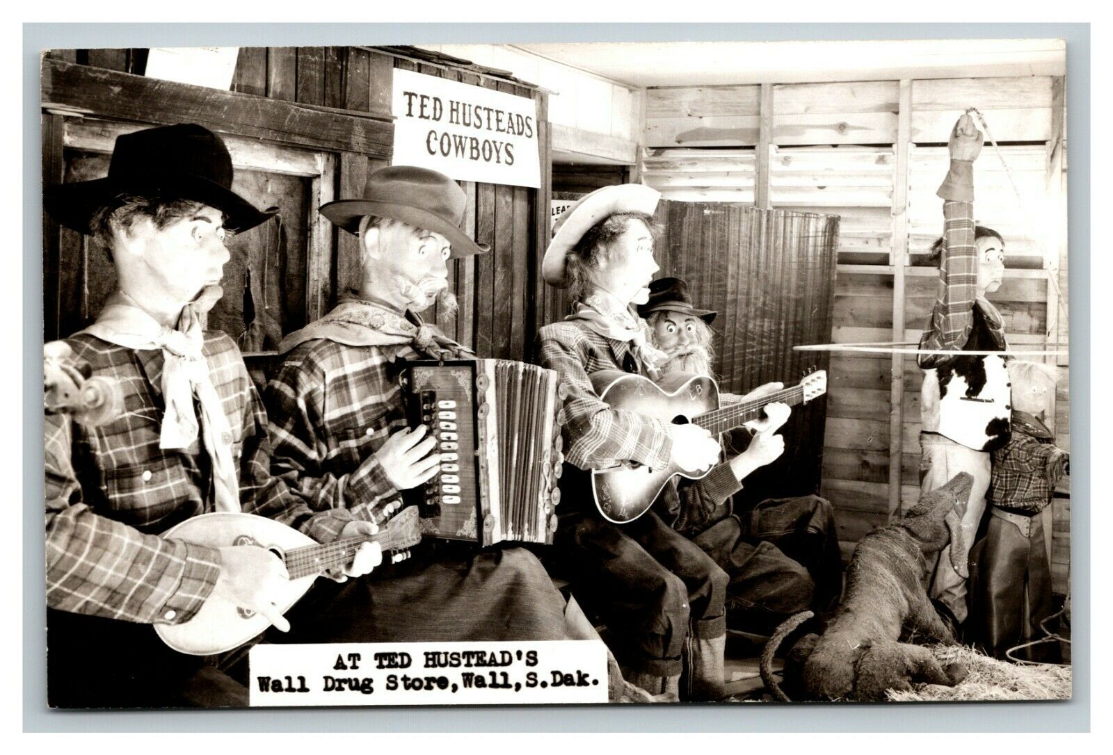 Vintage 1950's RPPC Postcard Ted Hustead's Cowboys Wall Drug Store Wall ...