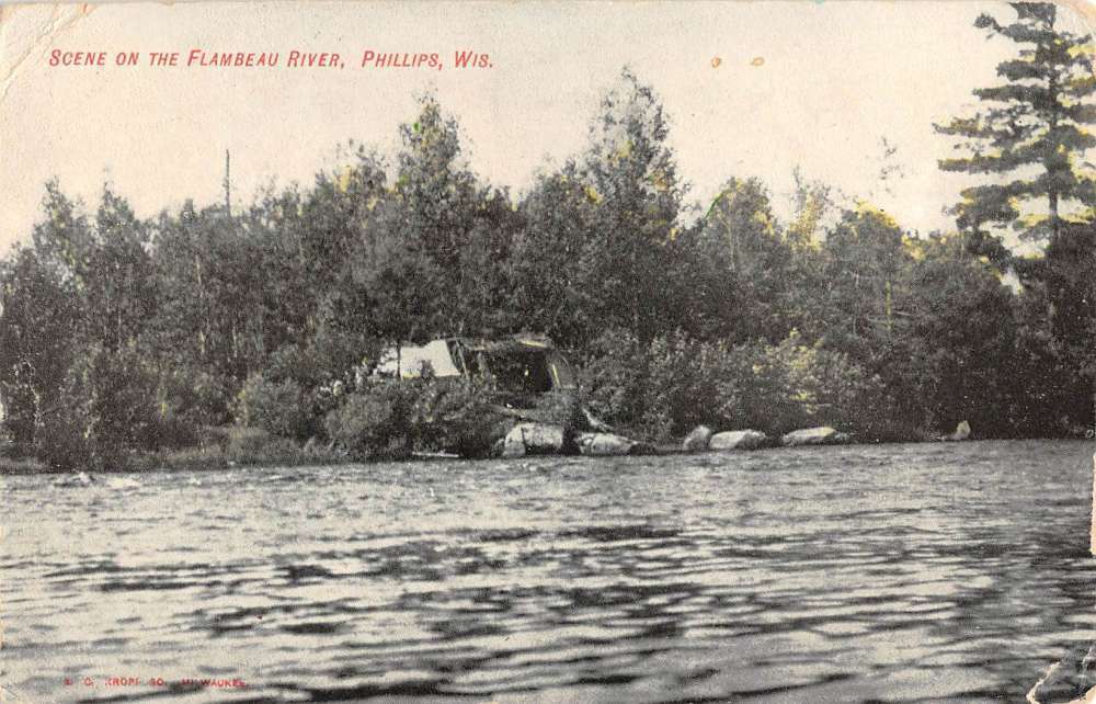 Phillips Wisconsin Flambeau River Waterfront Antique Postcard K101418 ...