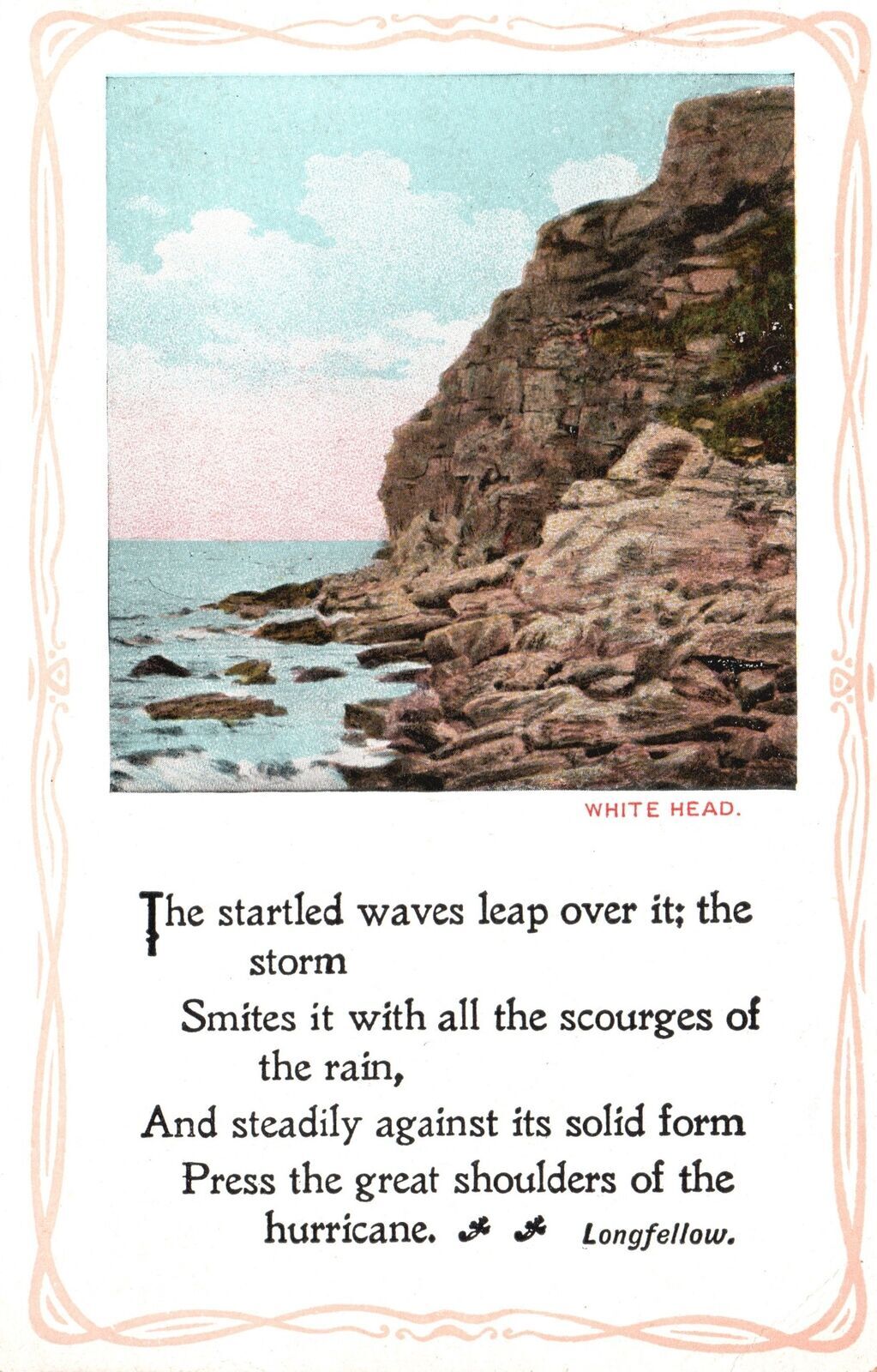 Vintage Postcard 1910's White Head Rock Formation Cliff Startled Ocean ...