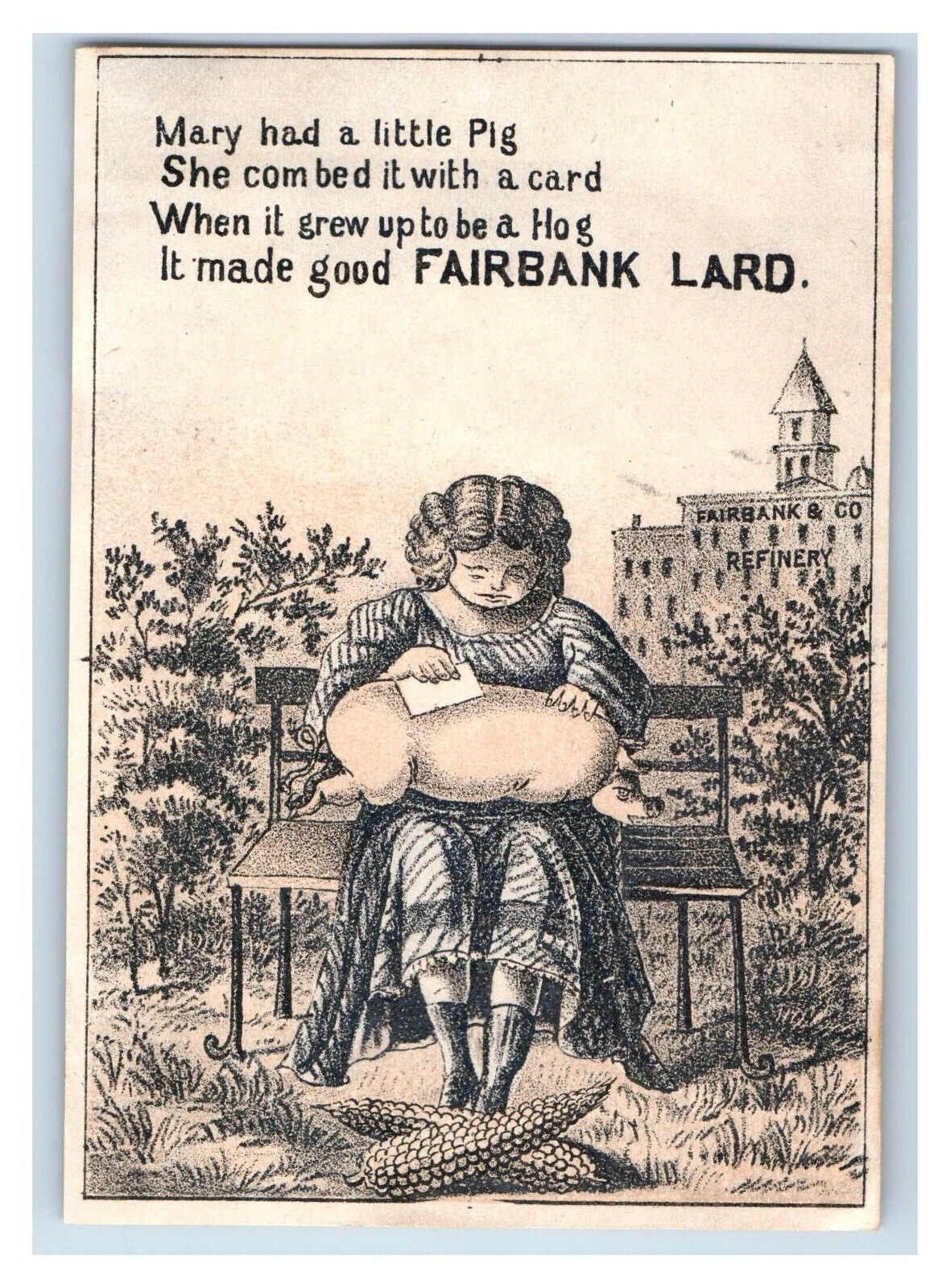 1870s Fairbank Lard Morbid Humor "Mary Had A Little Pig" Rhyme P146 ...