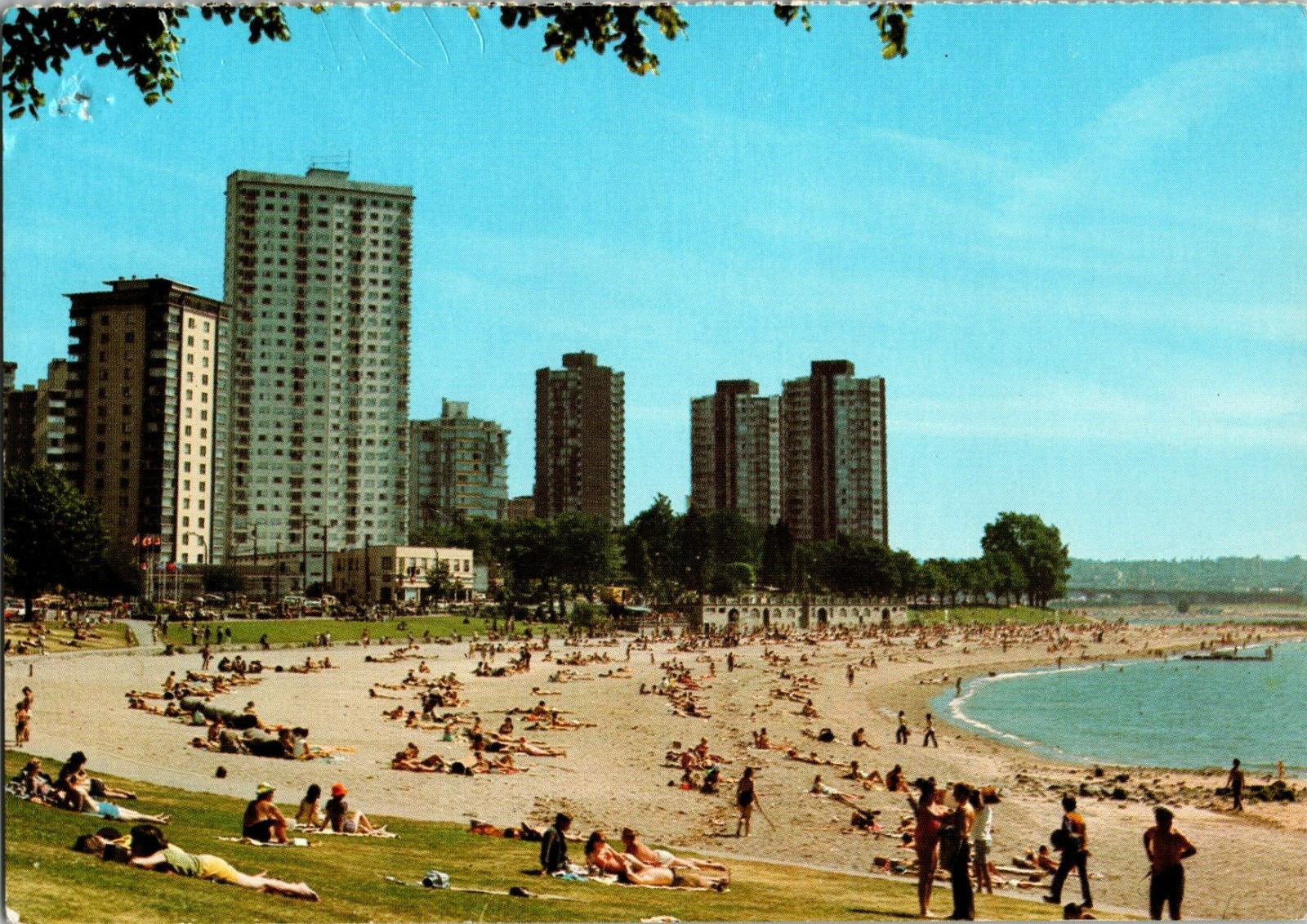 Vintage 60s Postcard English Bay Vancouver BC Beach Sunbathing ...