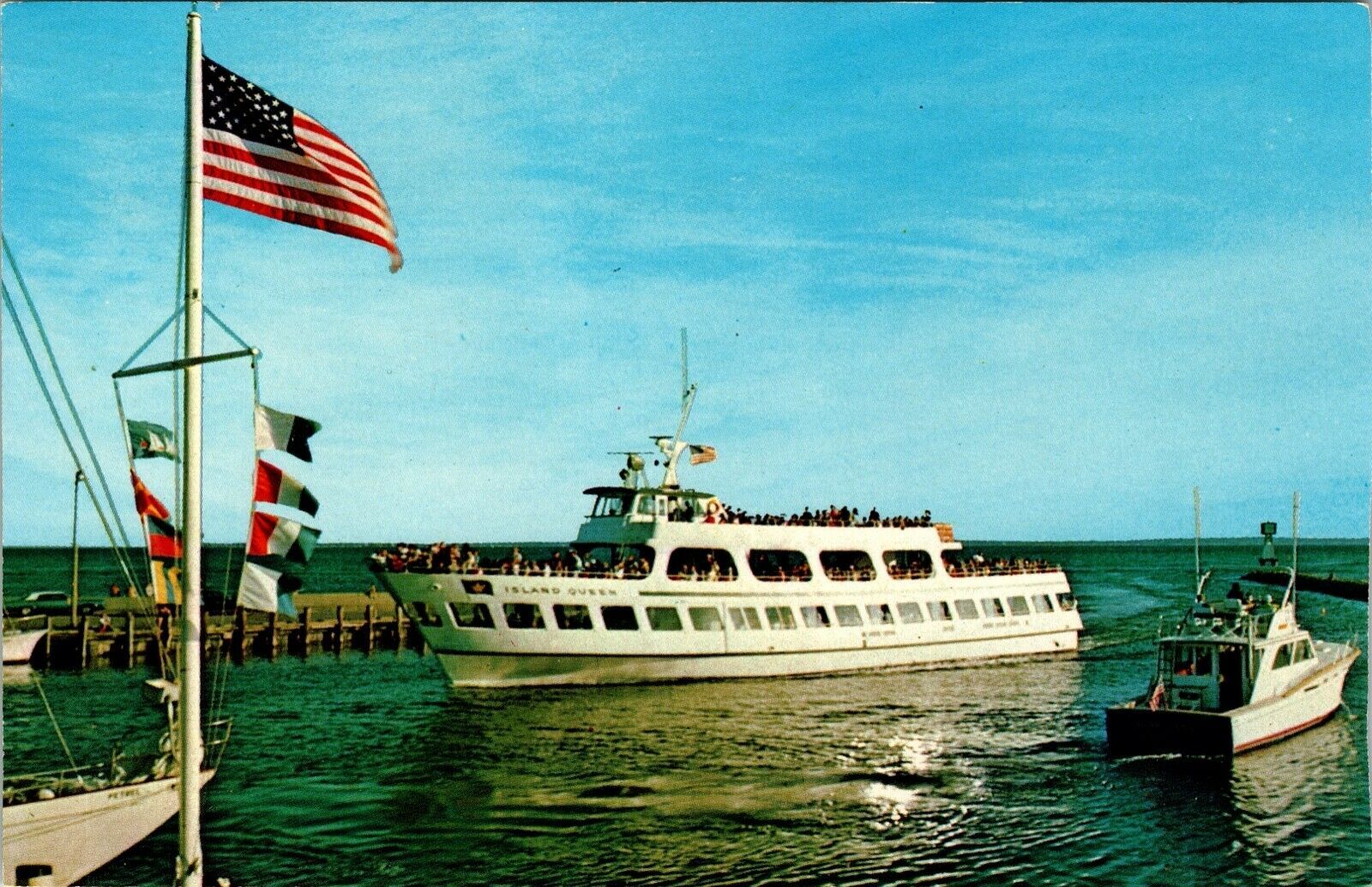 Island Queen Ferry Boat Falmouth Harbor Cape Cod Mass. Chrome Postcard ...
