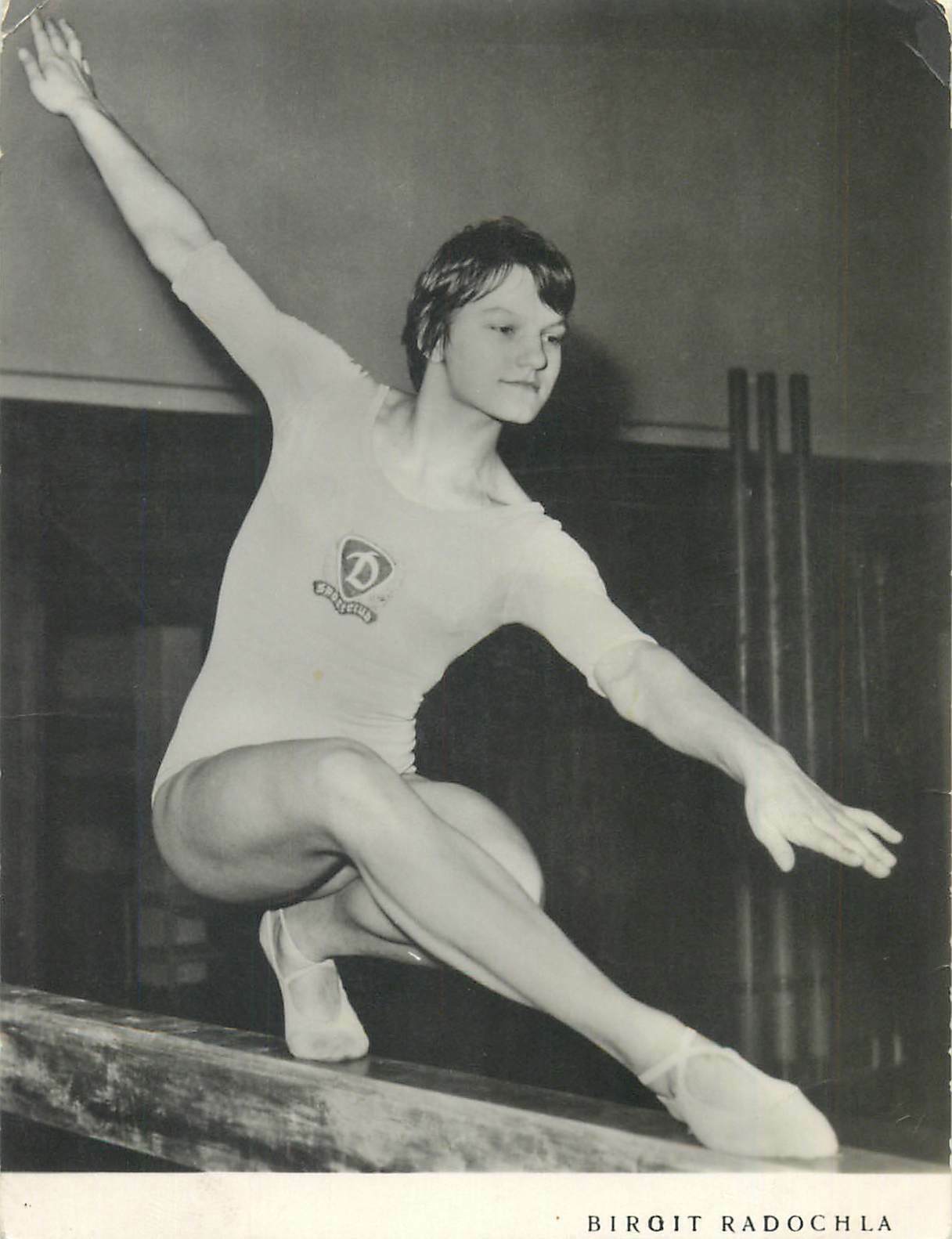 Sport pictorial card German gymnast Birgit Radochla balance beam routine | Topics - Sports ...