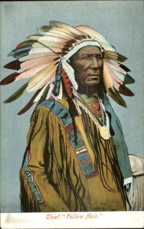 Native American Indian Chiefs c1910 Postcard - YELLOW HAIR | Topics ...