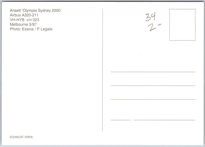 Airplane Ansett Australia Olympia Sydney 2000 Airbus A320-211 VH-HYB ...