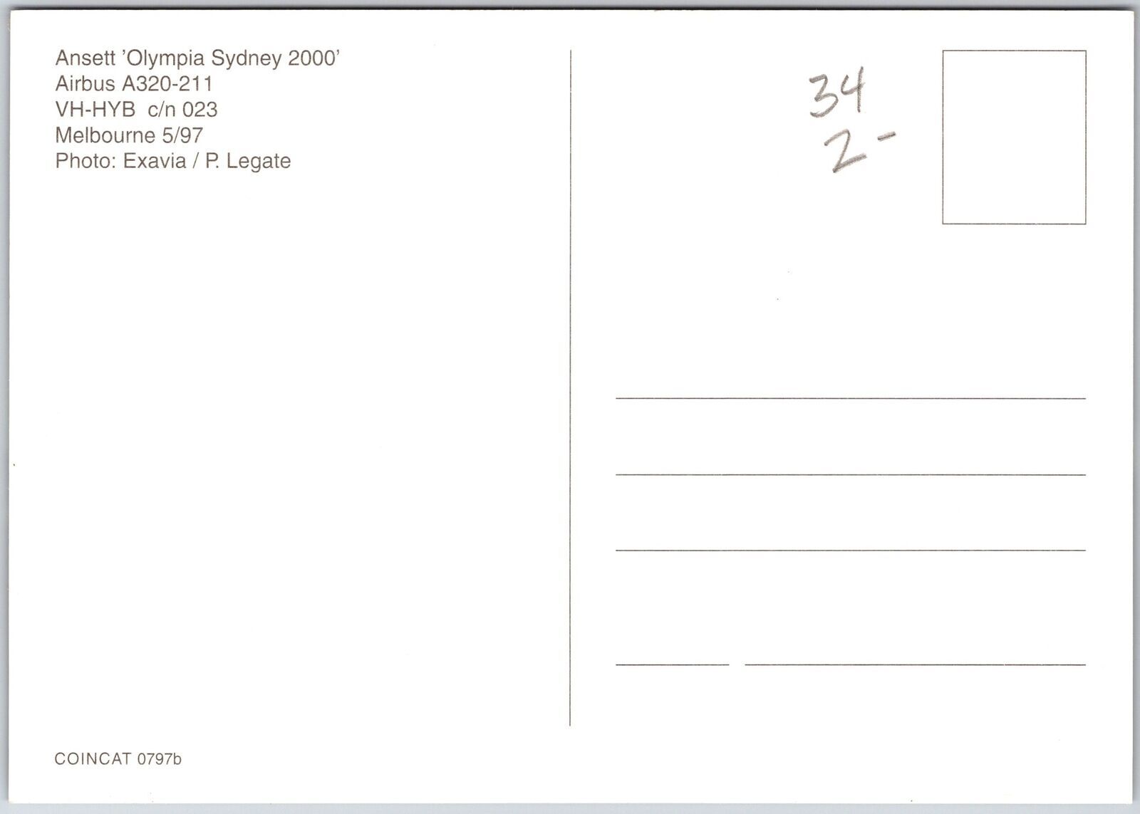 Airplane Ansett Australia Olympia Sydney 2000 Airbus A320-211 VH-HYB ...