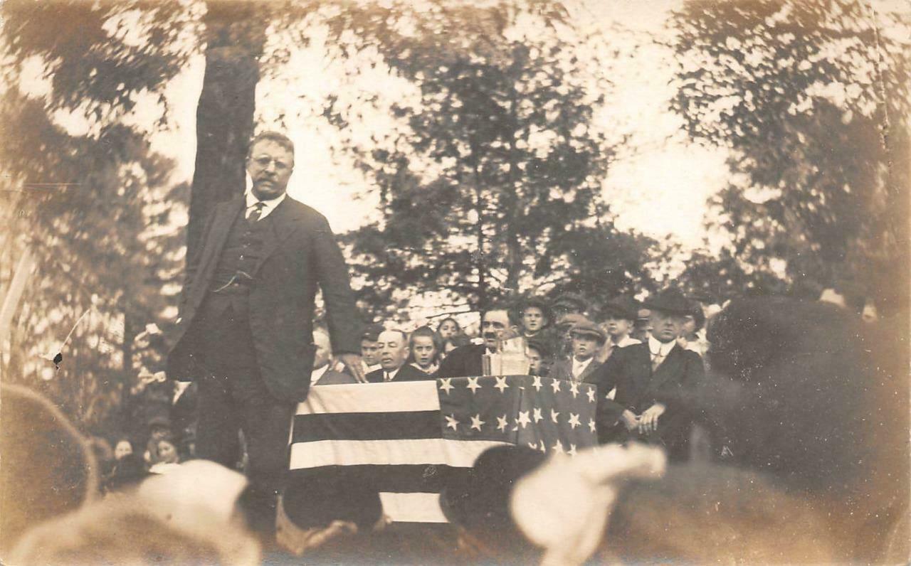 Rppc President Teddy Roosevelt Flag Political Speech Teeth Real Photo ...