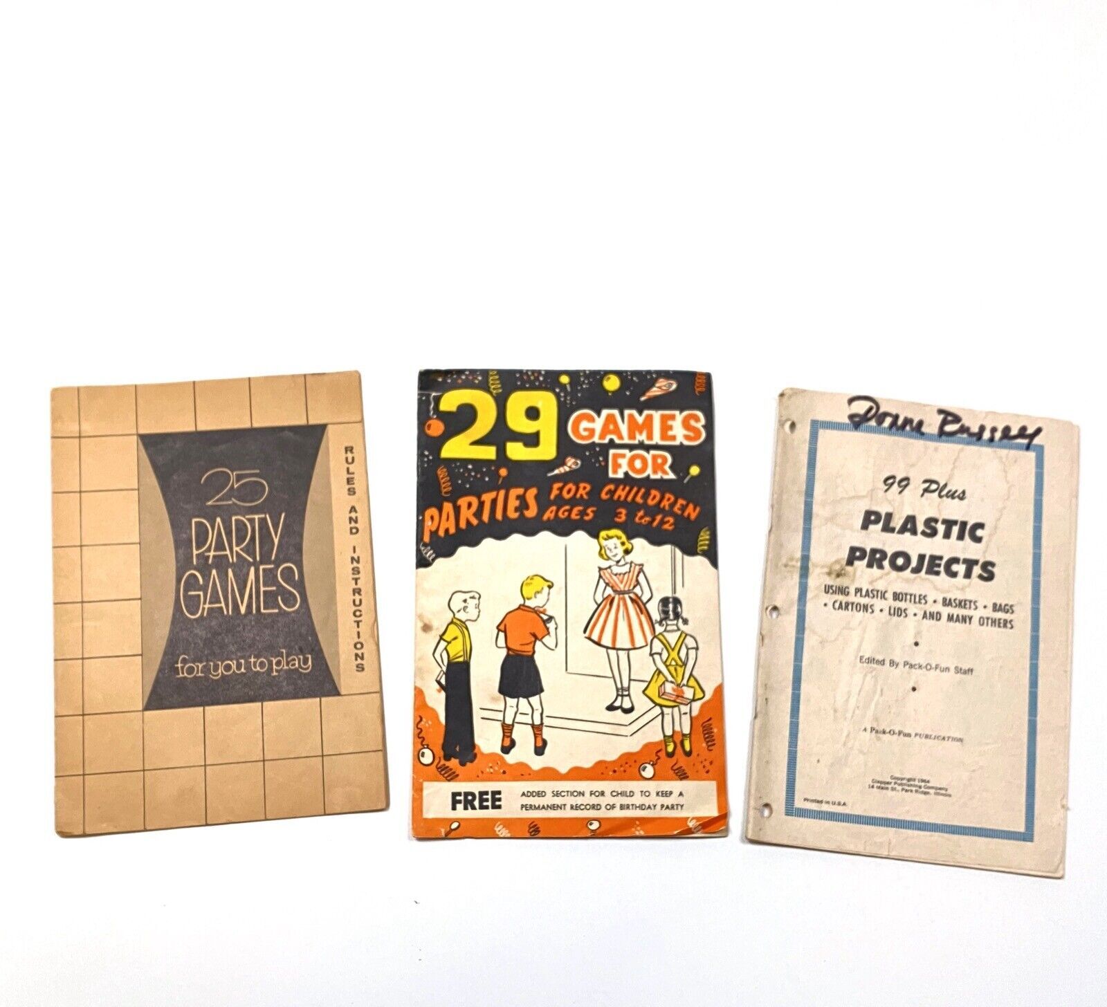3 Vintage Booklets • Party Games and Projects For Kids | Ephemera ...