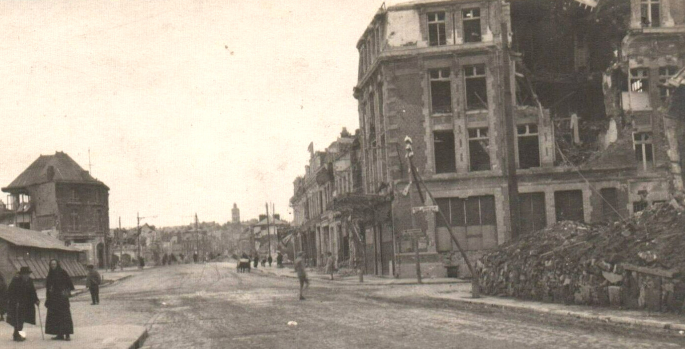 WWI 1914 RPPC Postcard Military World War Street City Center Bombing ...
