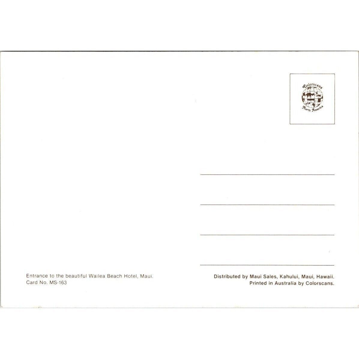 Vintage Hawaii Chrome Postcard, Maui Wailea Beach Hotel, Divided Back ...