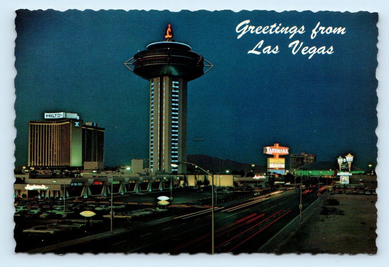 2 Postcards LAS VEGAS, NV ~ Night/Day LANDMARK HOTEL Casino c1960s-70s ...