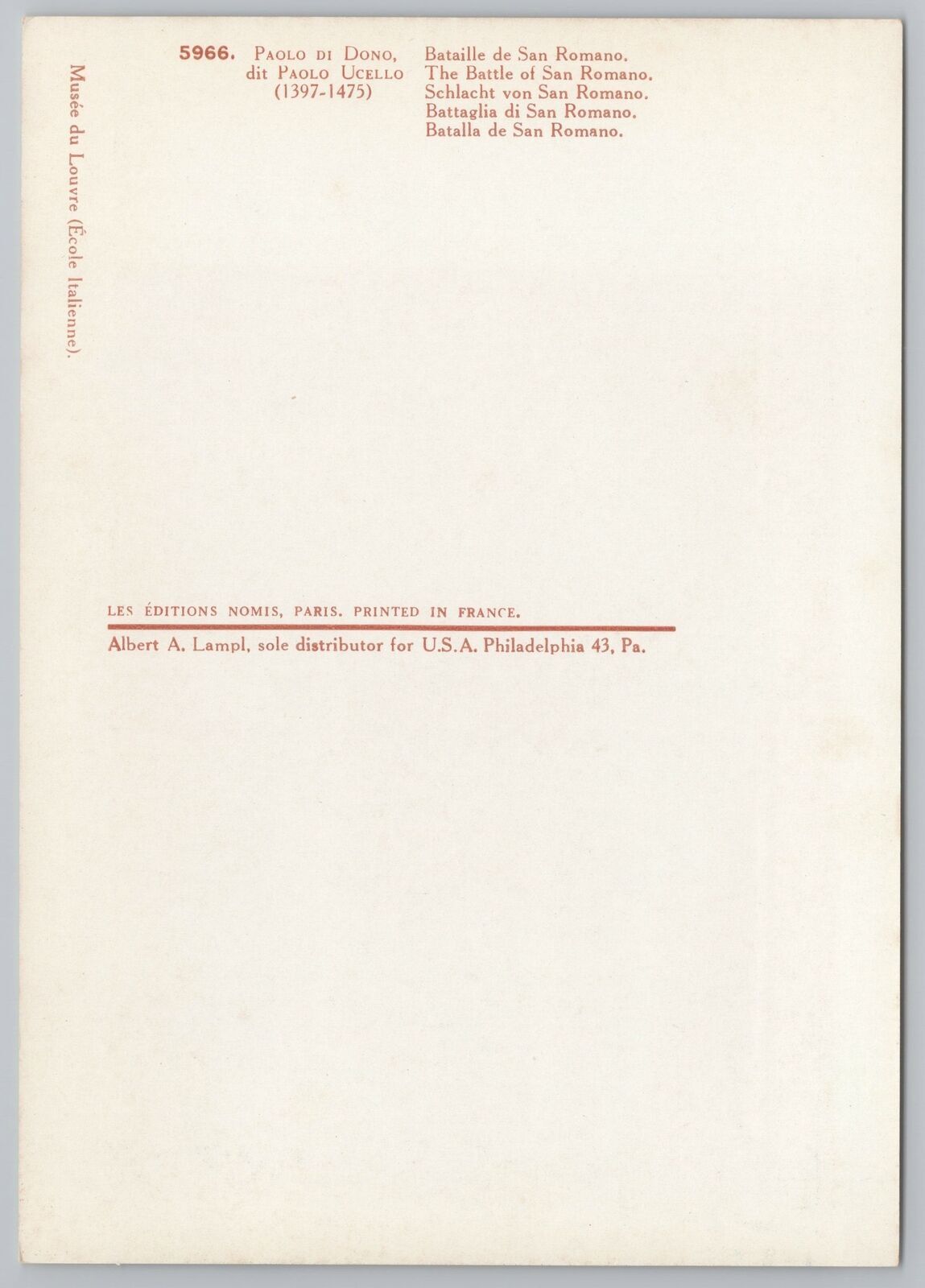 Art~Paolo Ucello~Battle Of San Romano~Set Of 3 Paintings~1435-60 ...