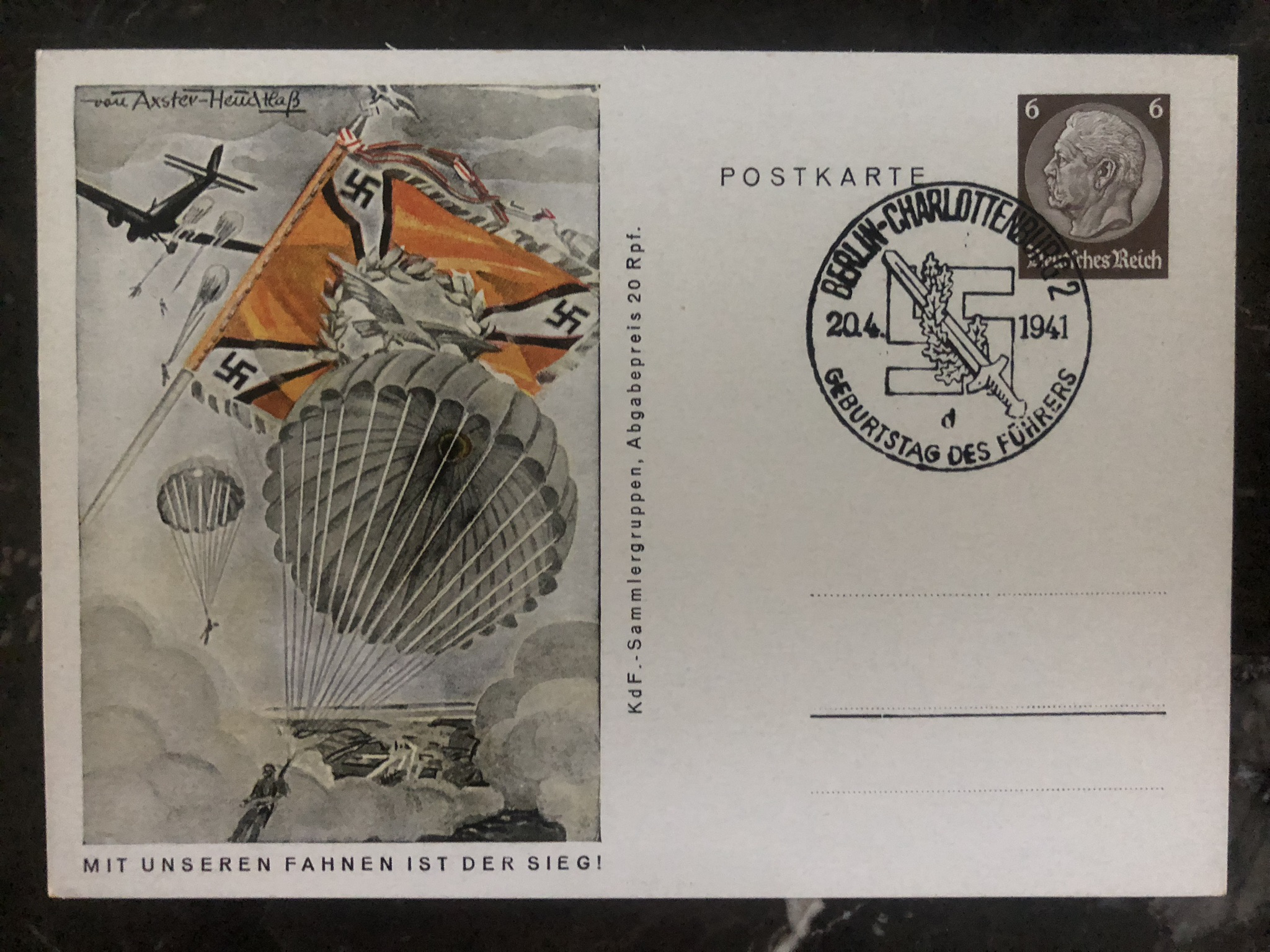 1941 Berlin Germany Patriotic Postcard cover Air Forces our flags is ...